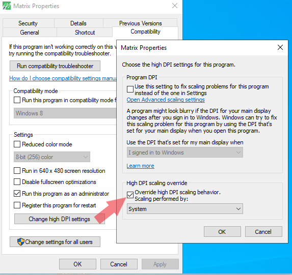 Matrix Display Scaling Issues